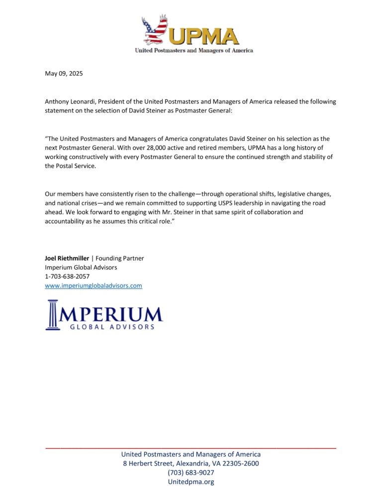 Postmaster General Announcement | United Postmasters and Managers of ...